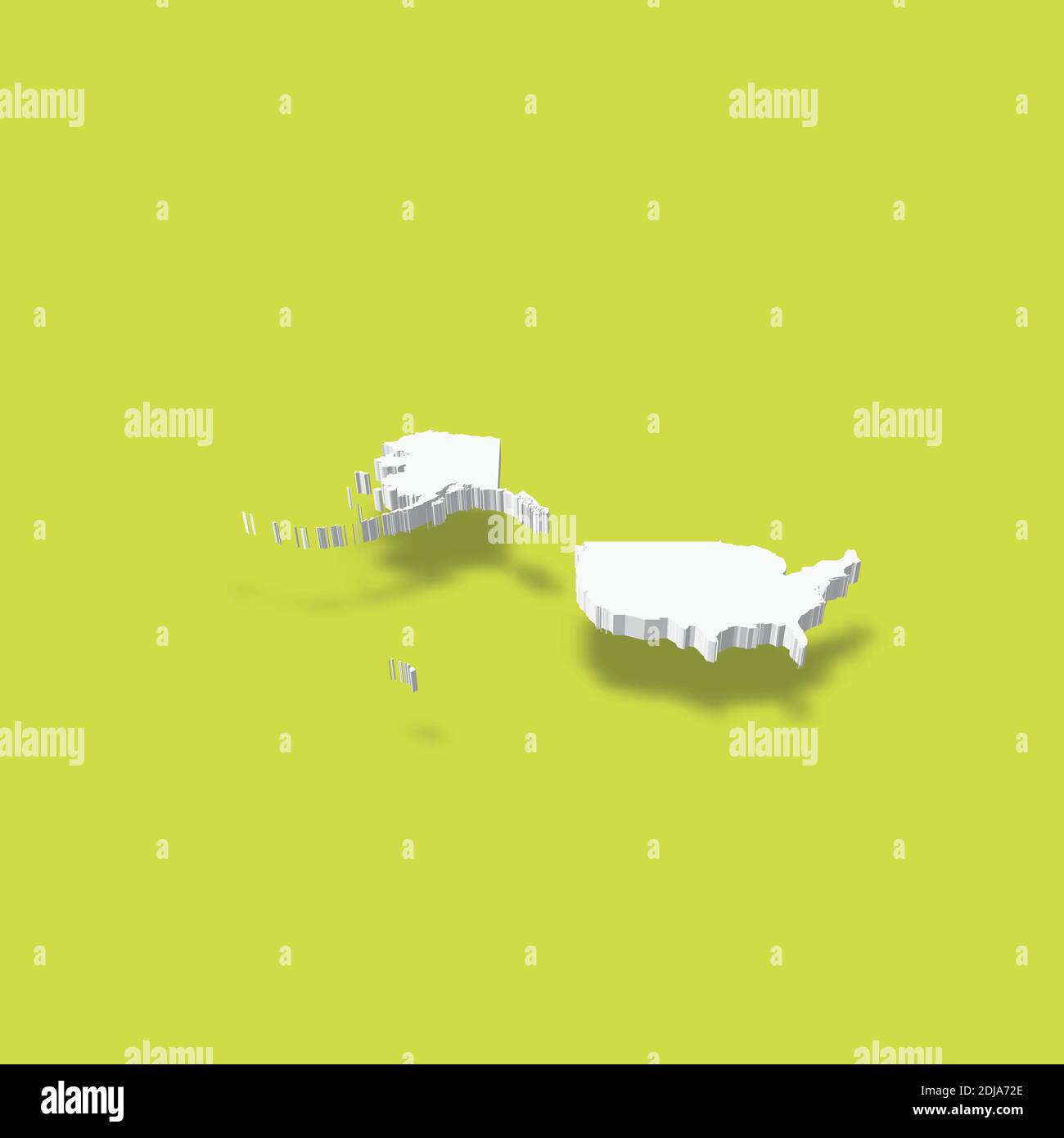 United States of America, USA - white 3D silhouette map of country area ...