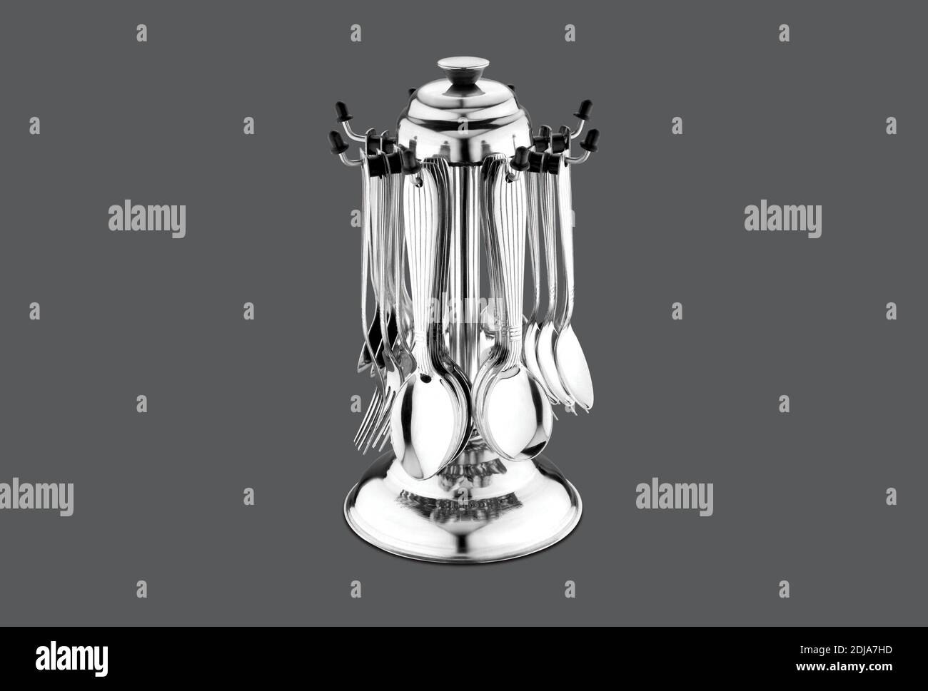 Spoons Cutlery Set with Stand Stock Photo - Alamy