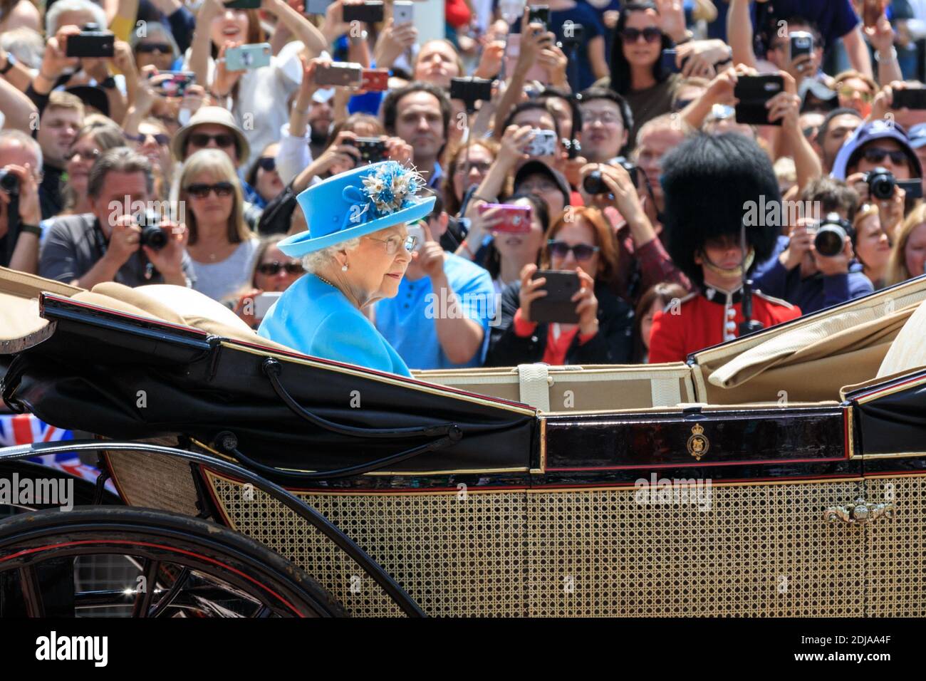 Queen Elizabeth II, Queen of the United Kingdom in open carriage ...