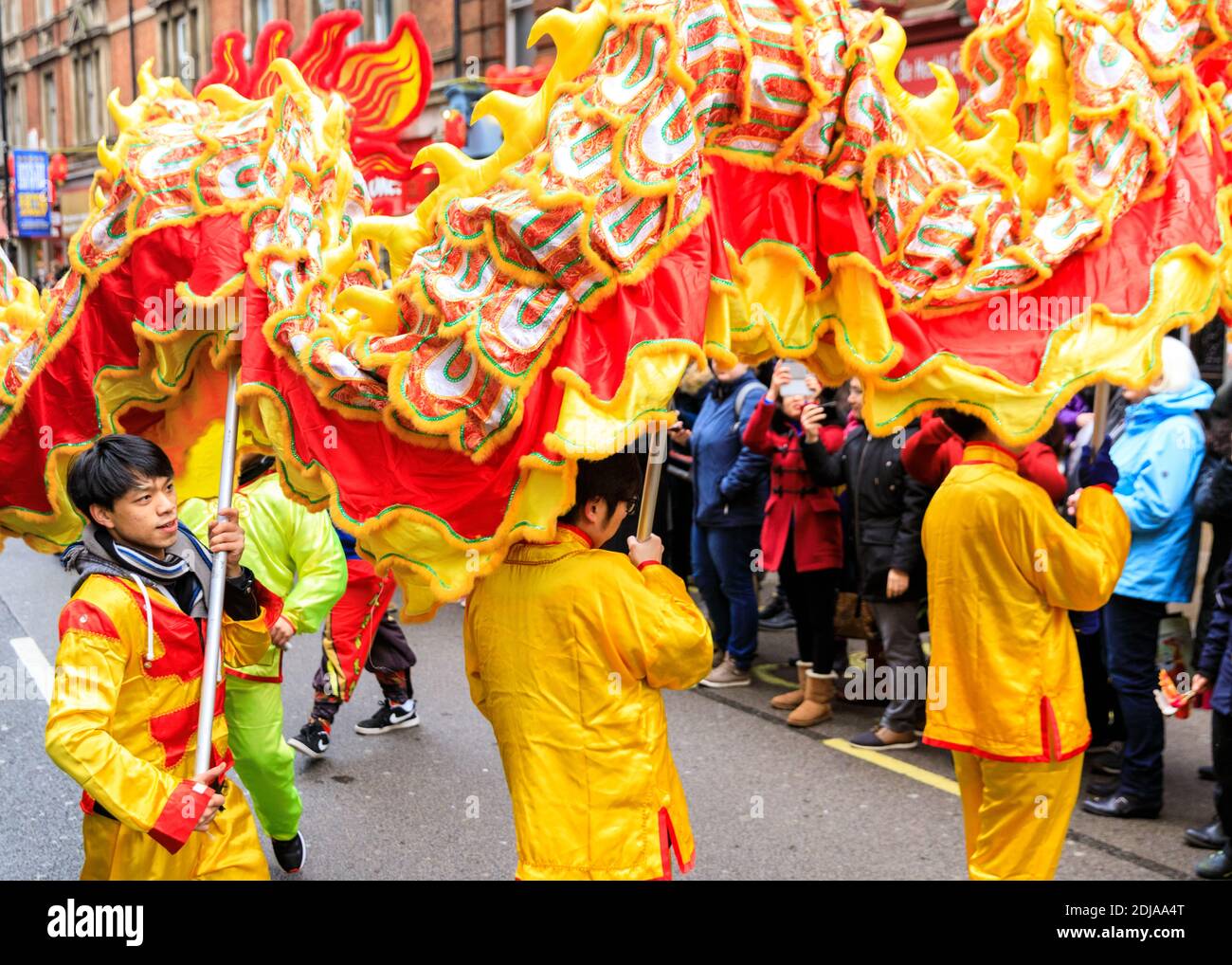Dragon dance. Chinese New Year celebrations and parade, performers at ...