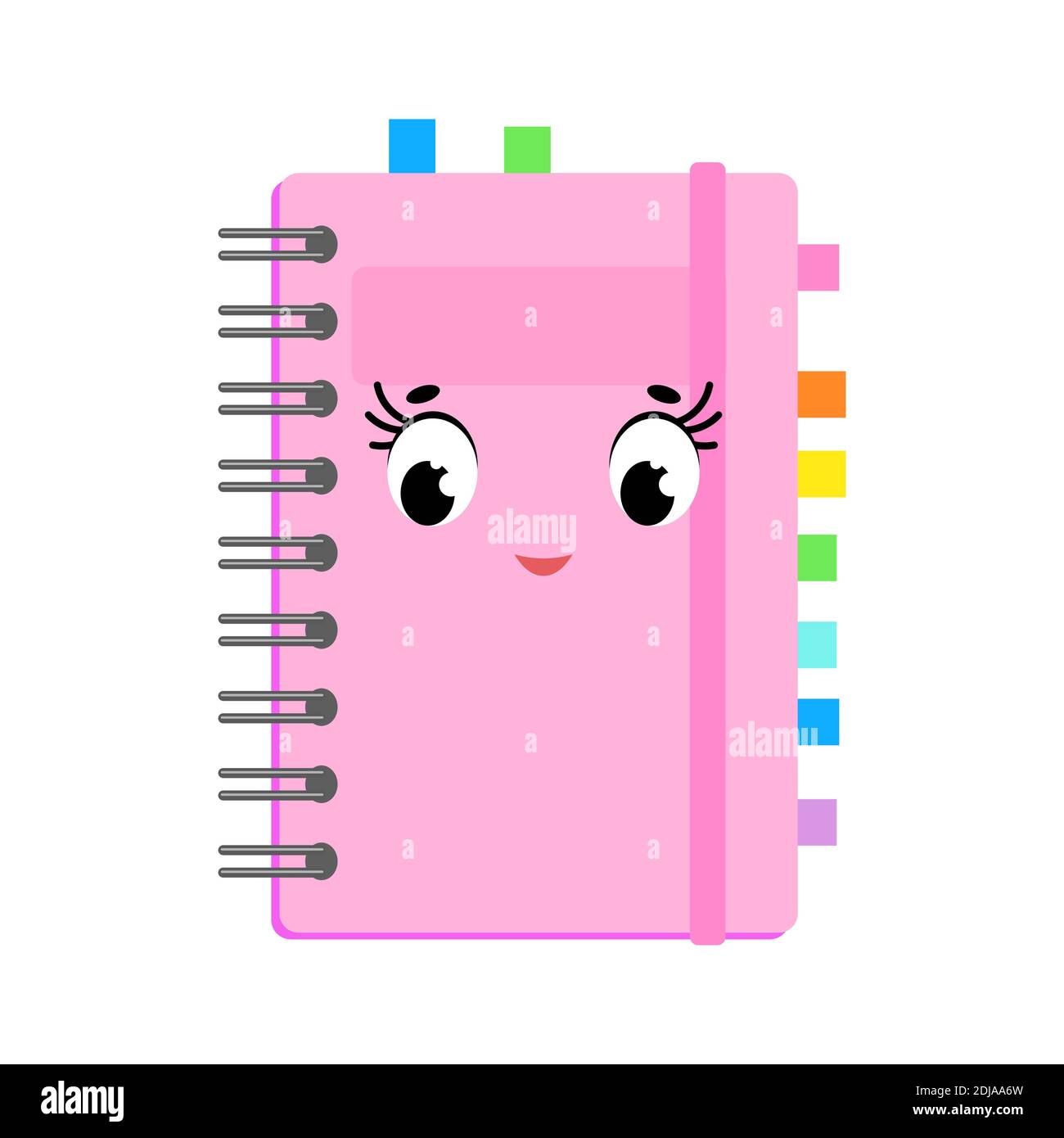 Lovely cartoon book in a pink cover. Cute character. Simple flat vector ...