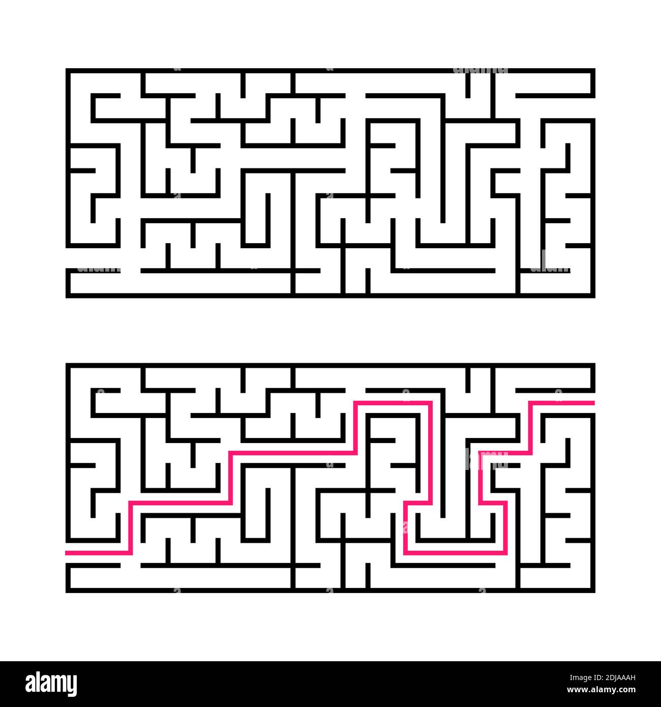 Rectangular labyrinth with a black stroke. A game for children. Simple ...