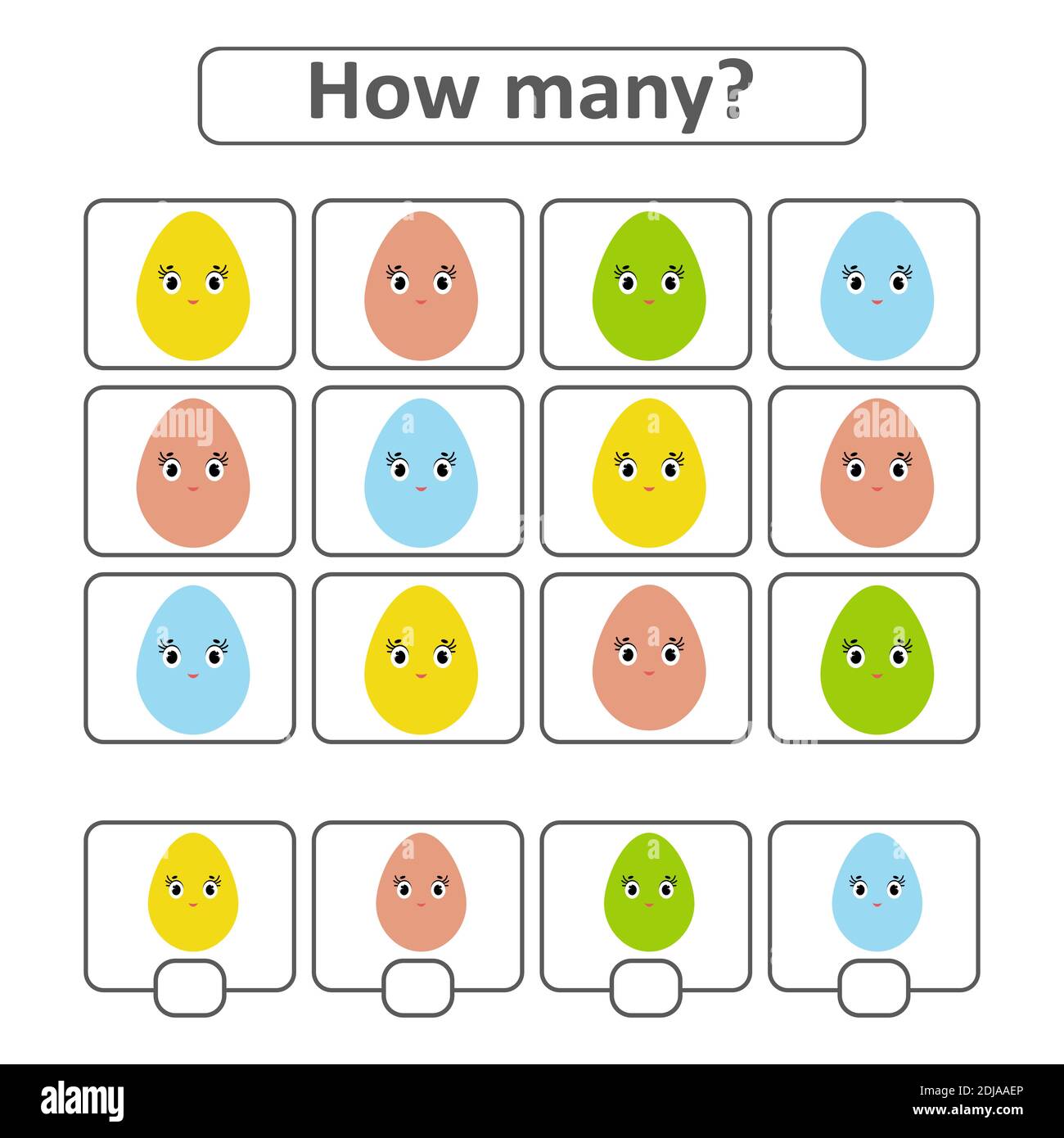 Game for preschool children. Count out how many Easter eggs in the ...