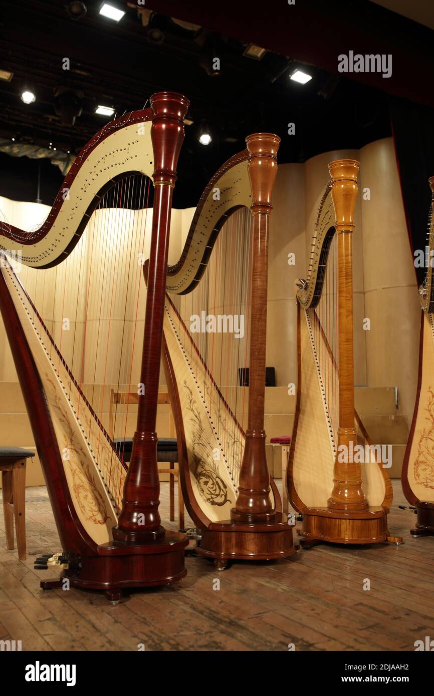 View of the harp on a stage Stock Photo - Alamy