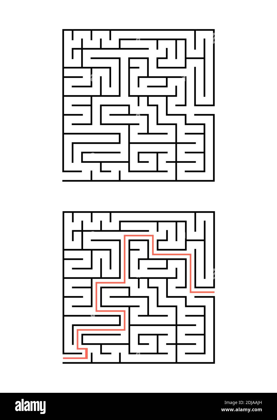 A square maze for children. Simple flat vector illustration isolated on ...