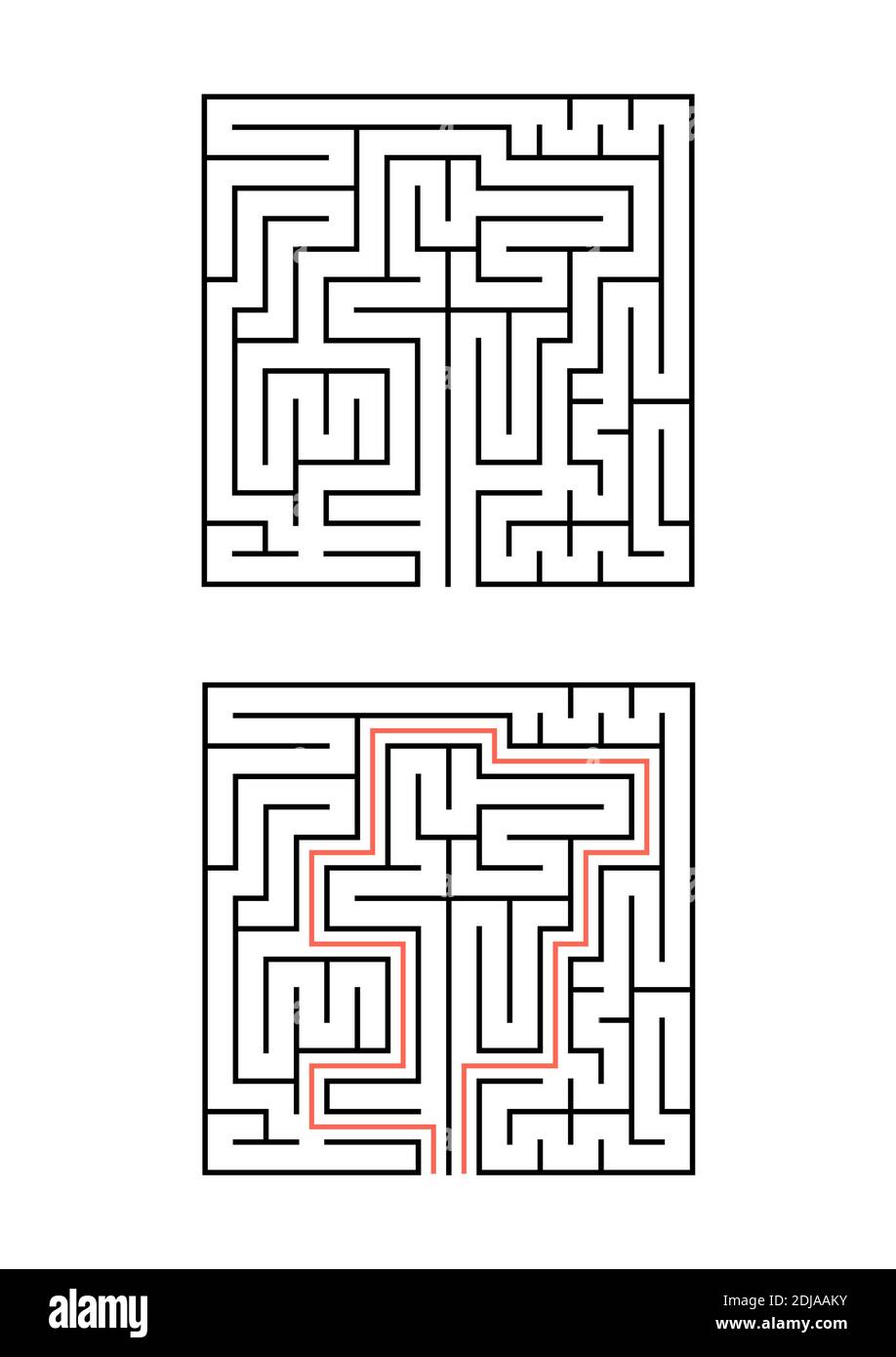 A square maze for children. Simple flat vector illustration isolated on ...