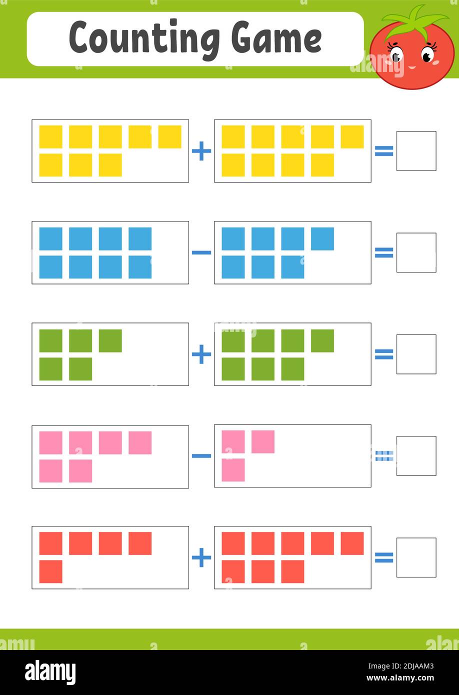 Counting game for children. Addition and subtraction. Activity ...