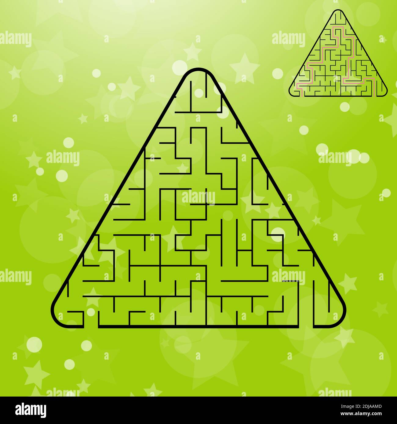 Triangular maze for children. The game is a mystery. Simple flat vector ...