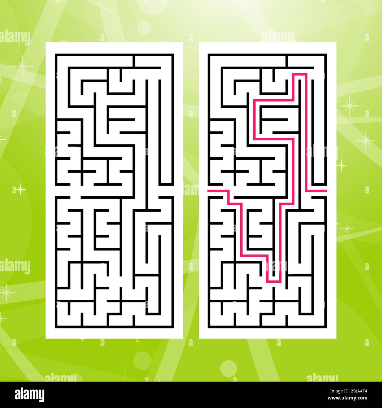 Rectangular labyrinth with a black stroke. A game for children. A ...