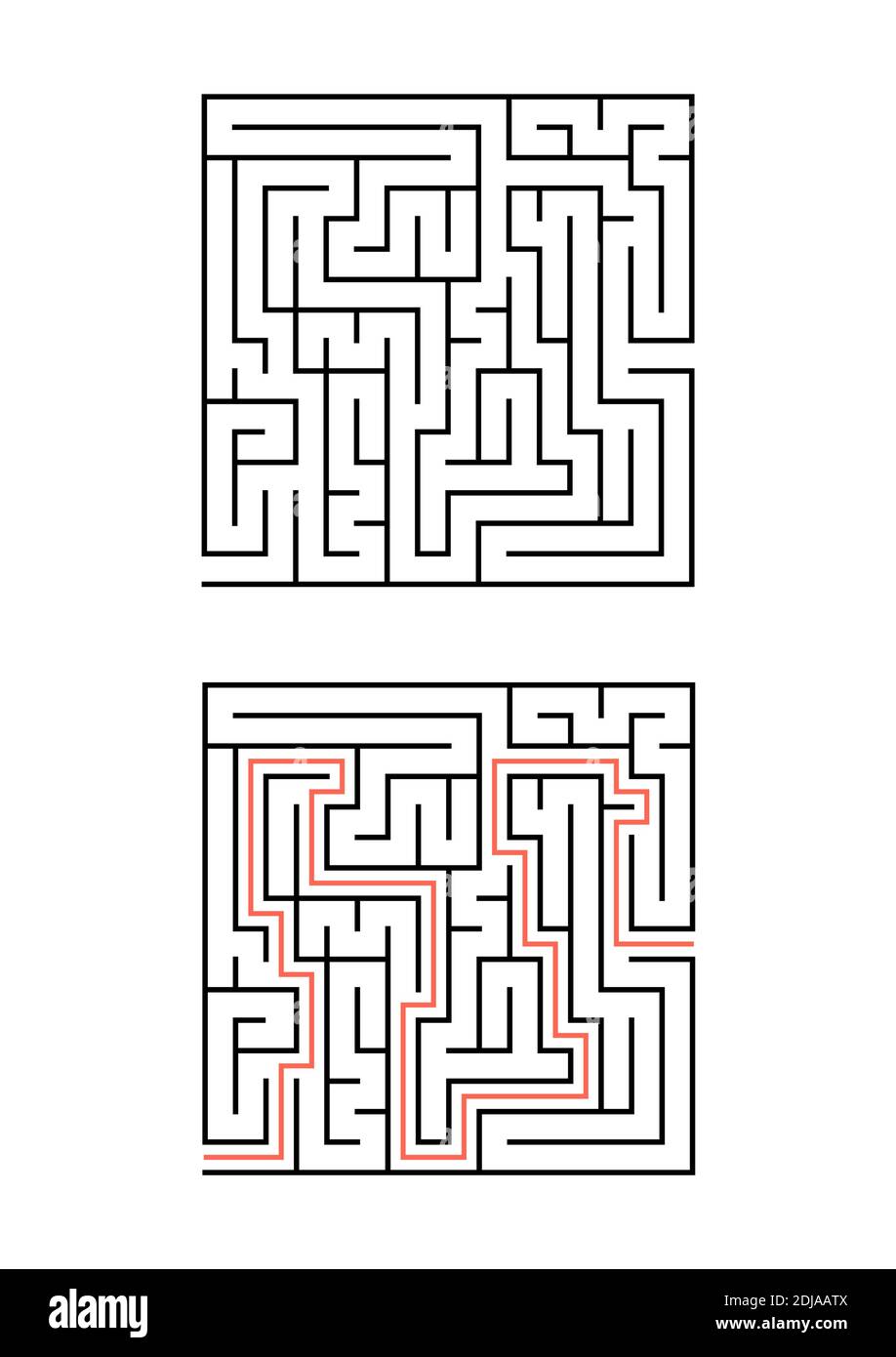 A square maze for children. Simple flat vector illustration isolated on ...