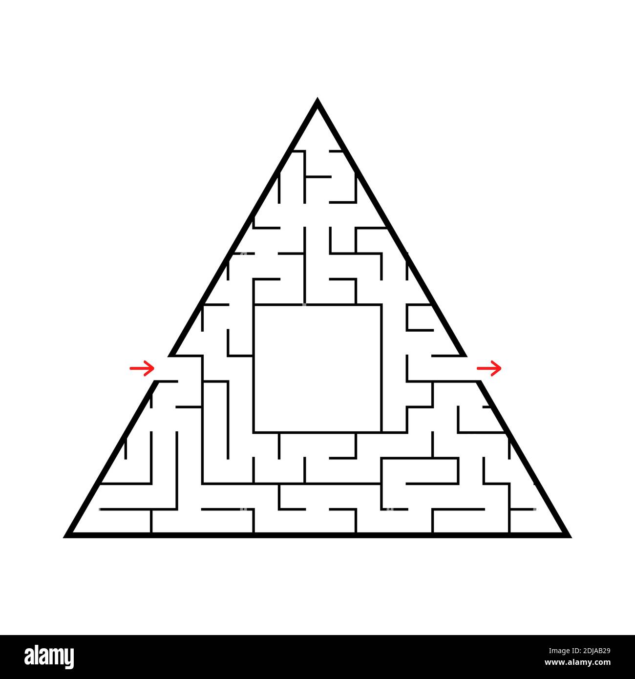 Abstract colored triangular labyrinth. Black color on a white ...