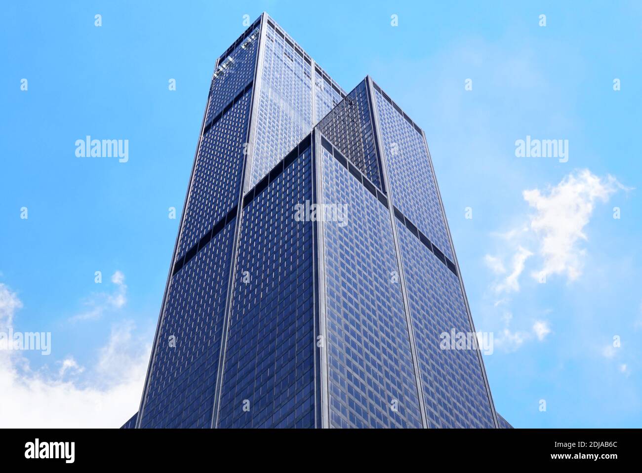 Modern office building. Skyscraper close-up. A low angle view. White ...