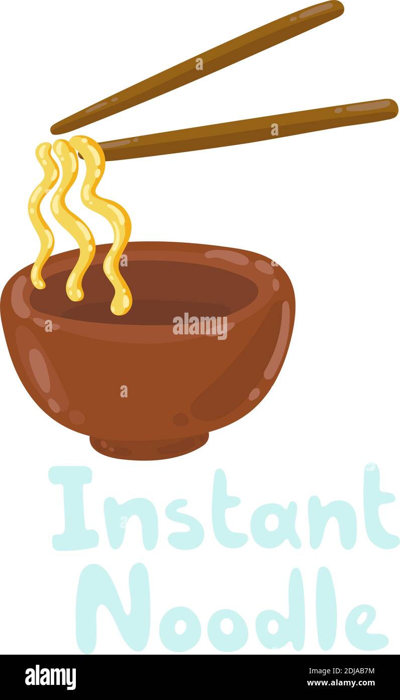 Instant noodles icon, delicious cooking in a brown clay cup. Ready to ...