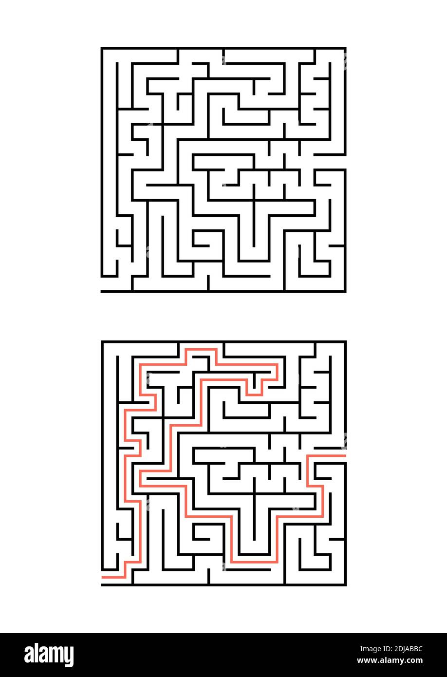 A square maze for children. Simple flat vector illustration isolated on ...