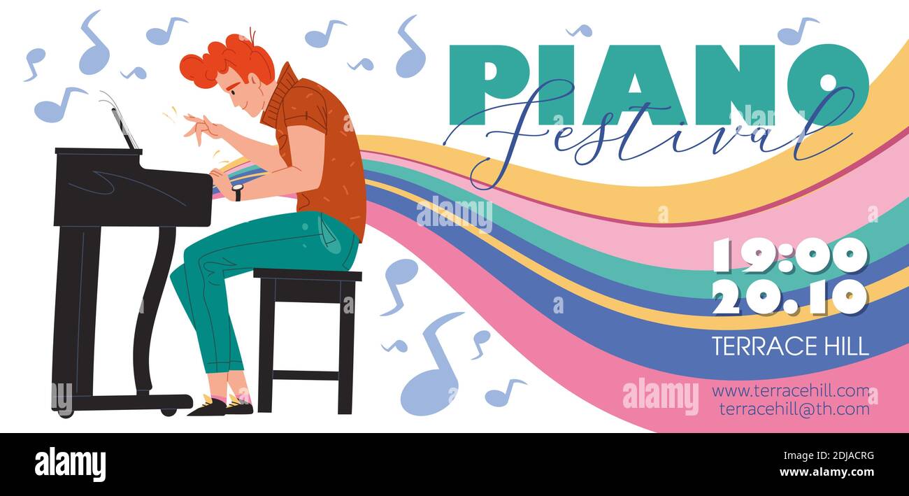 Flat cartoon character music banner poster,vector illustration concept ...