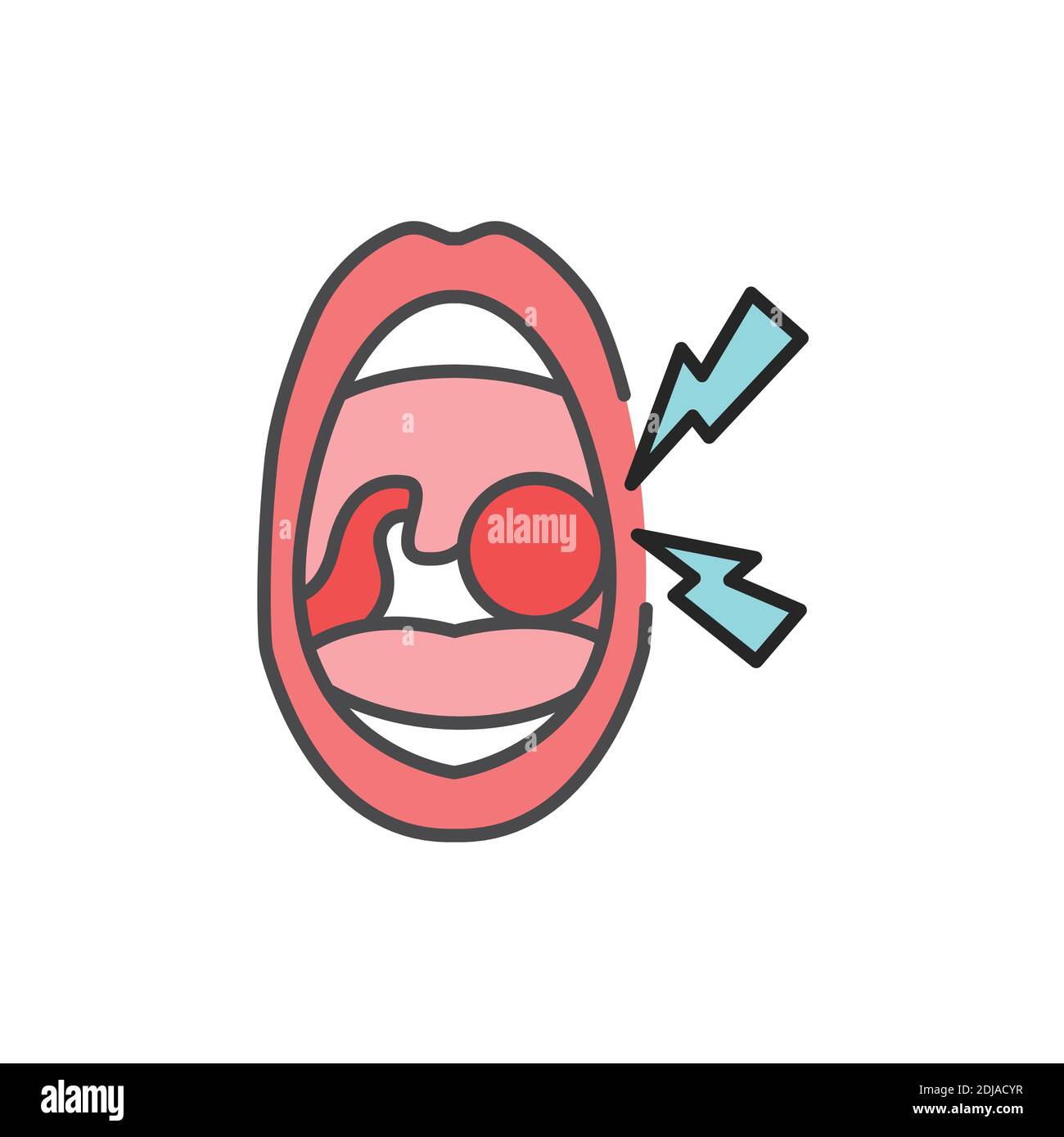 Open mouth with paratonsillar abscess line color icon. Sign for web ...