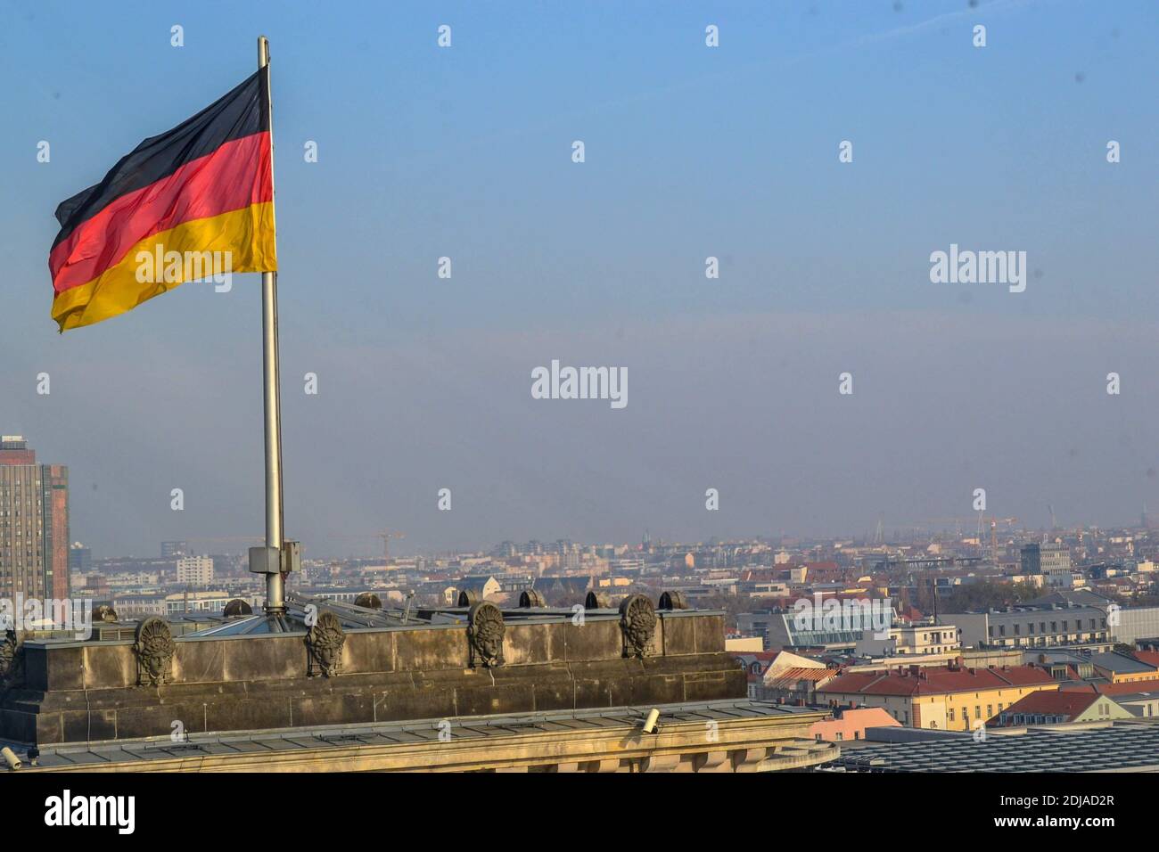 05.11.2011. Berlin. Panoramic view of Berlin from top of roof of German ...
