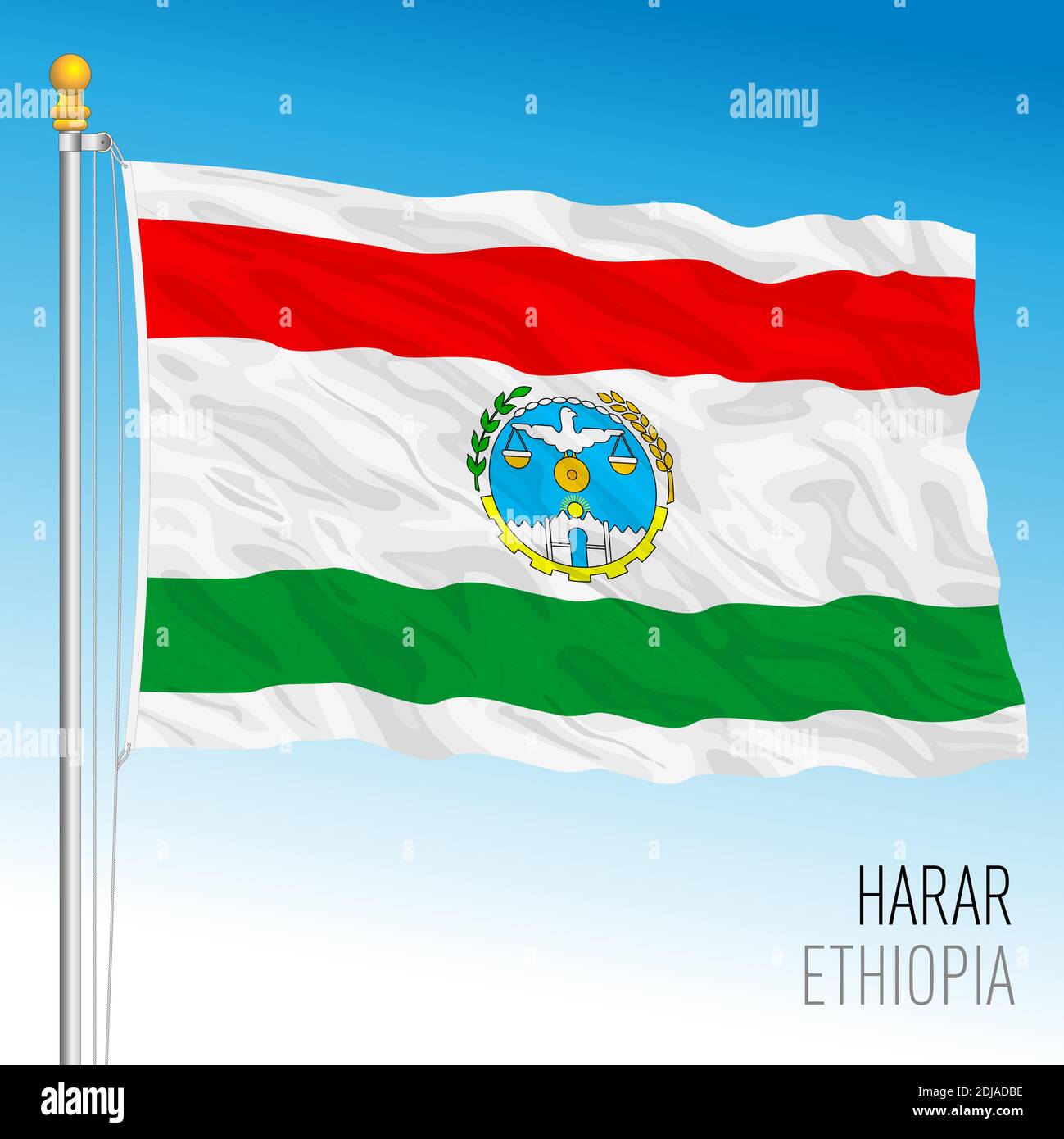 Harar regional flag, Republic of Ethiopia, vector illustration on the ...