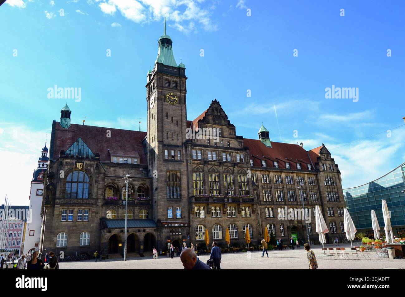 06.10.2011. Chemnitz. East Germany. Old center hall and town hall (rat ...