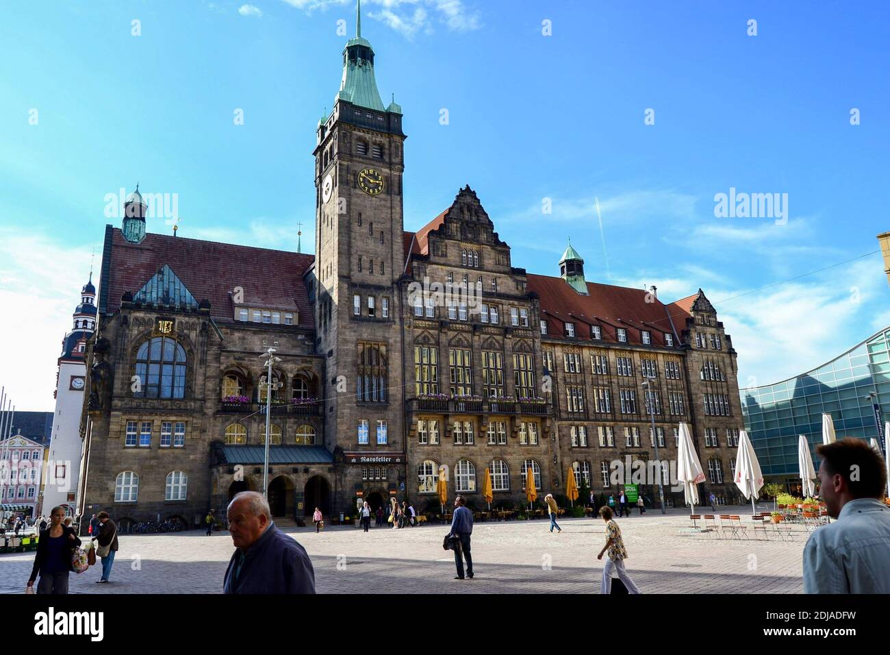 06.10.2011. Chemnitz. East Germany. Old center hall and town hall (rat ...
