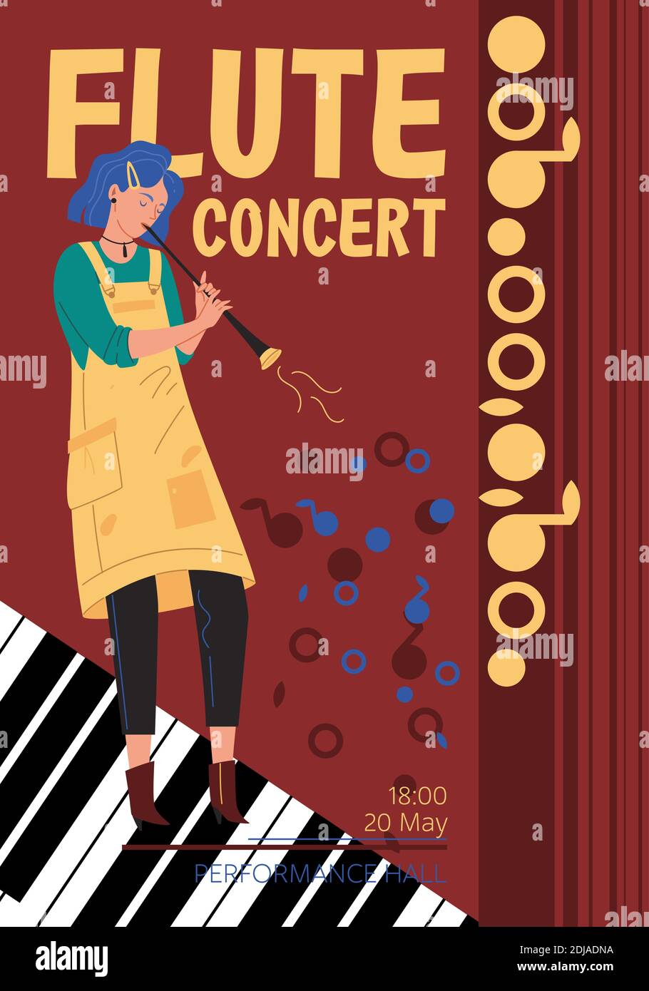 Flat cartoon character music banner poster,vector illustration concept ...