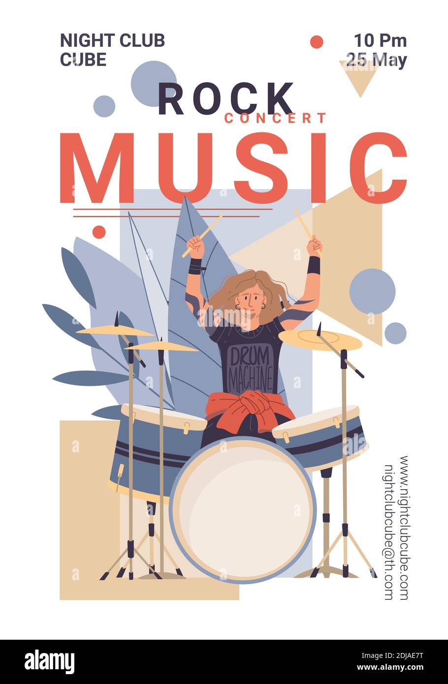 Flat cartoon character music banner poster,vector illustration concept ...