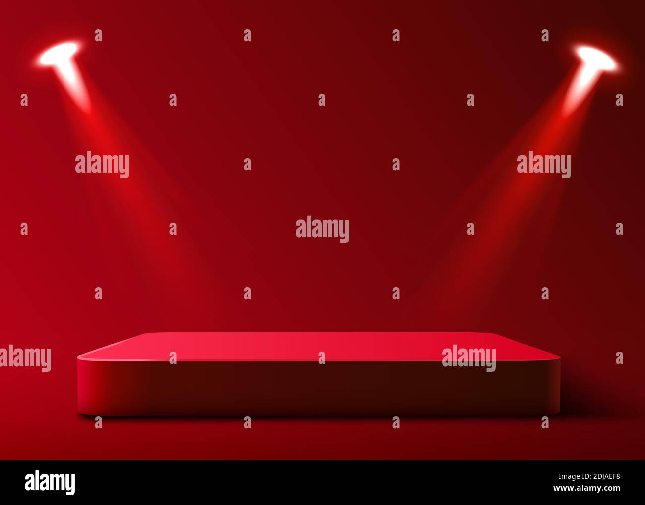 Abstract round podium illuminated with spotlight. Award ceremony ...