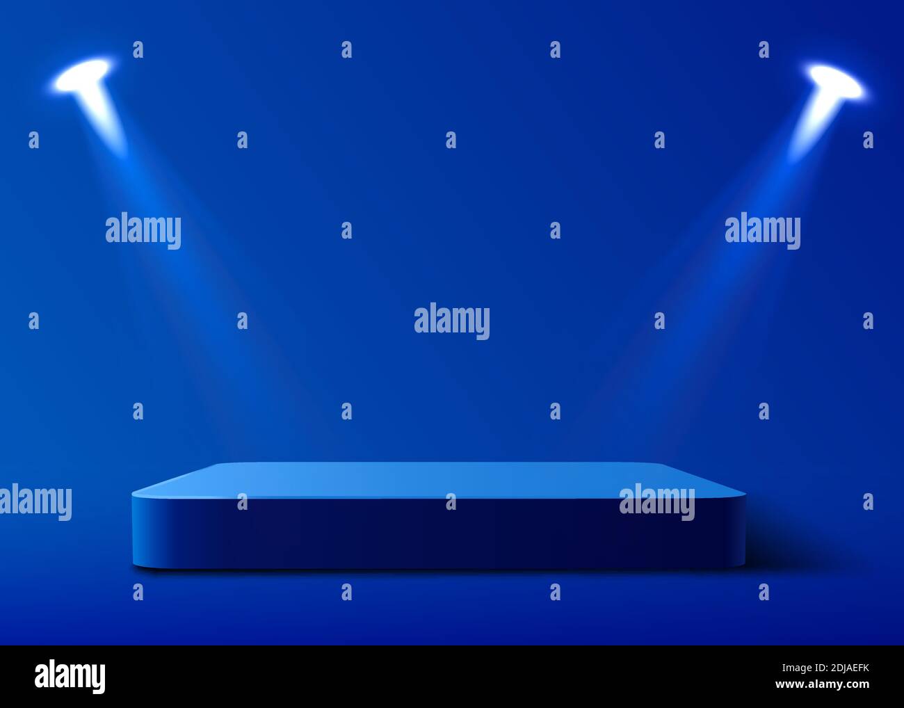Abstract round podium illuminated with spotlight. Award ceremony ...
