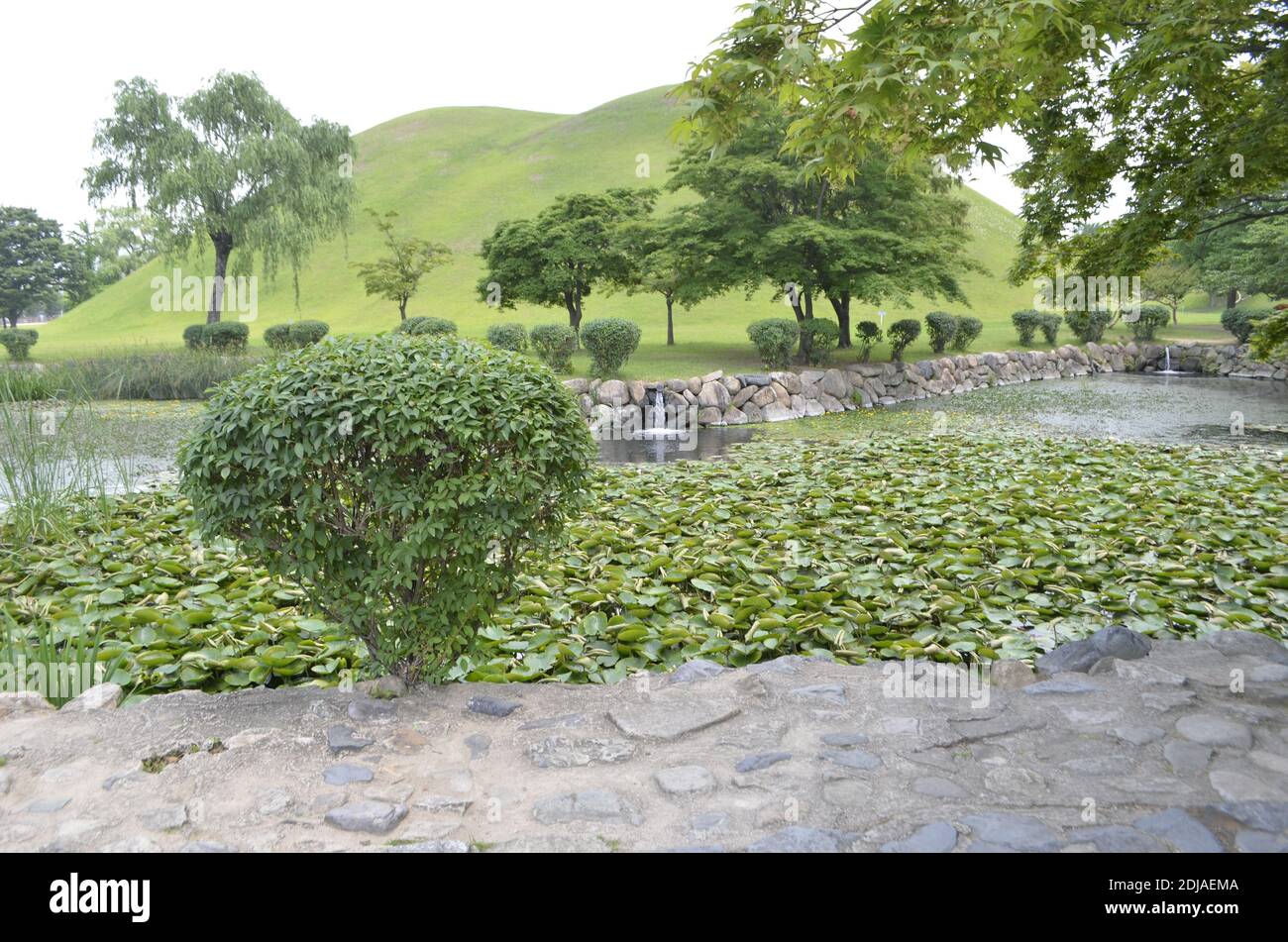Vegetation and pond at the royal tomb of King Taejong Muyeol (Kim Chin ...
