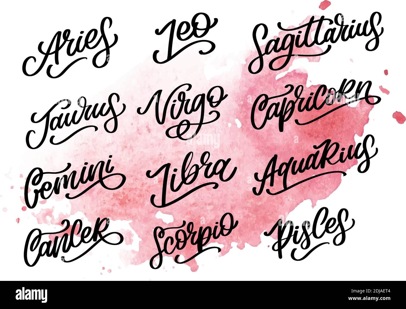 Zodiac lettering Vector Sign. Cartoon astrology text illustration ...