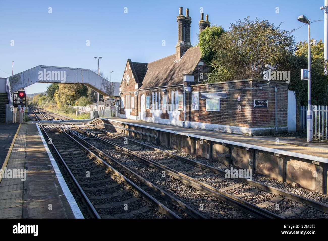 railway station in cuxton village on the banks of the river medway kent ...