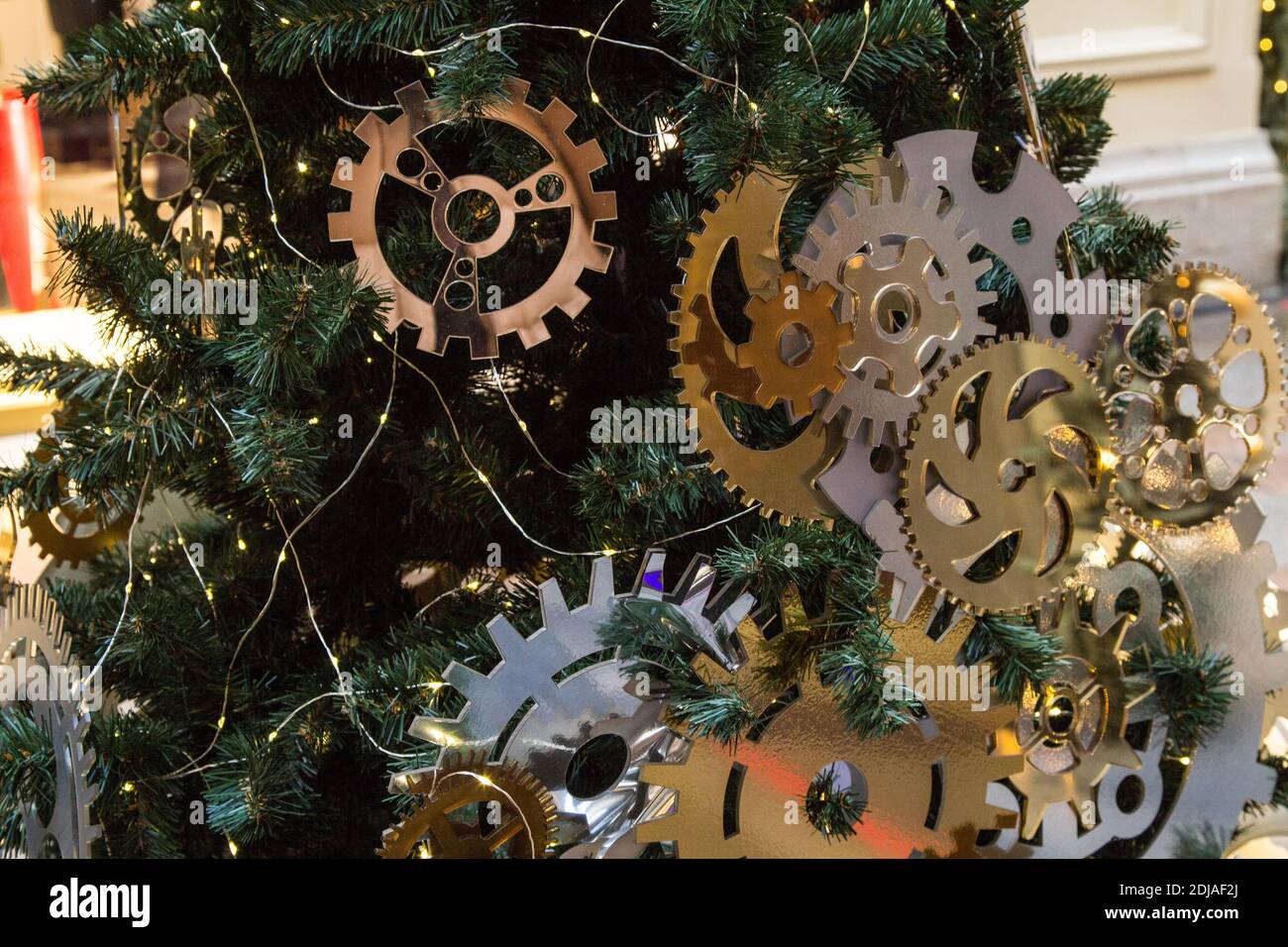 Part of A Christmas tree with gears . Close up Stock Photo - Alamy