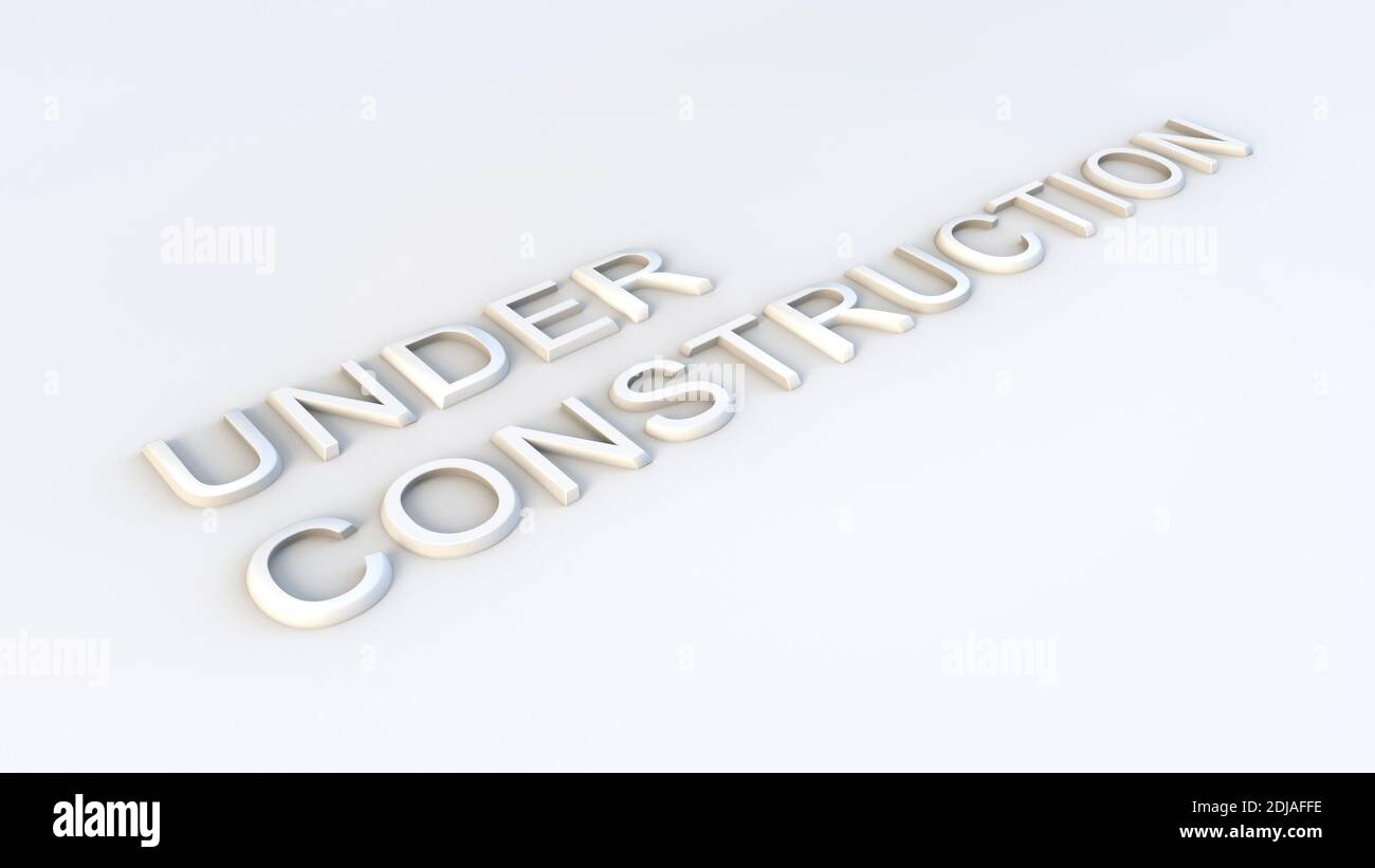 3D render of the words under construction. Sign over white background ...