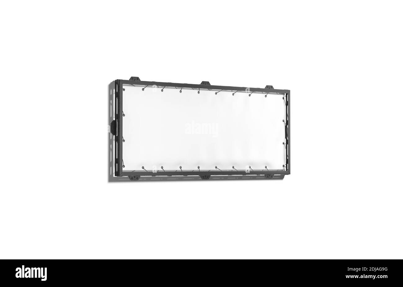 Blank white narrow rectangle stretching banner black grip frame mockup ...