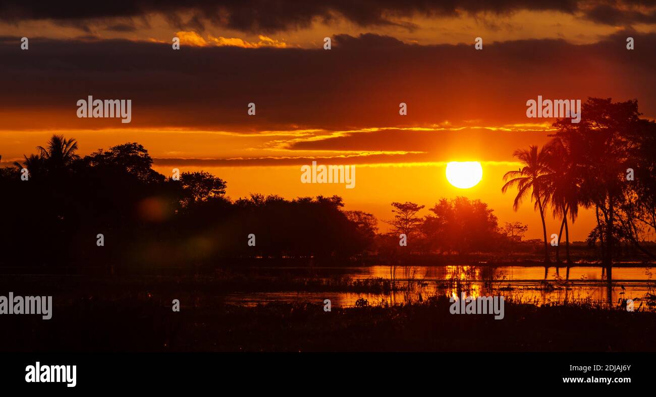 Fantastic tropical sunset in a rural landscapes, Mexico Stock Photo - Alamy