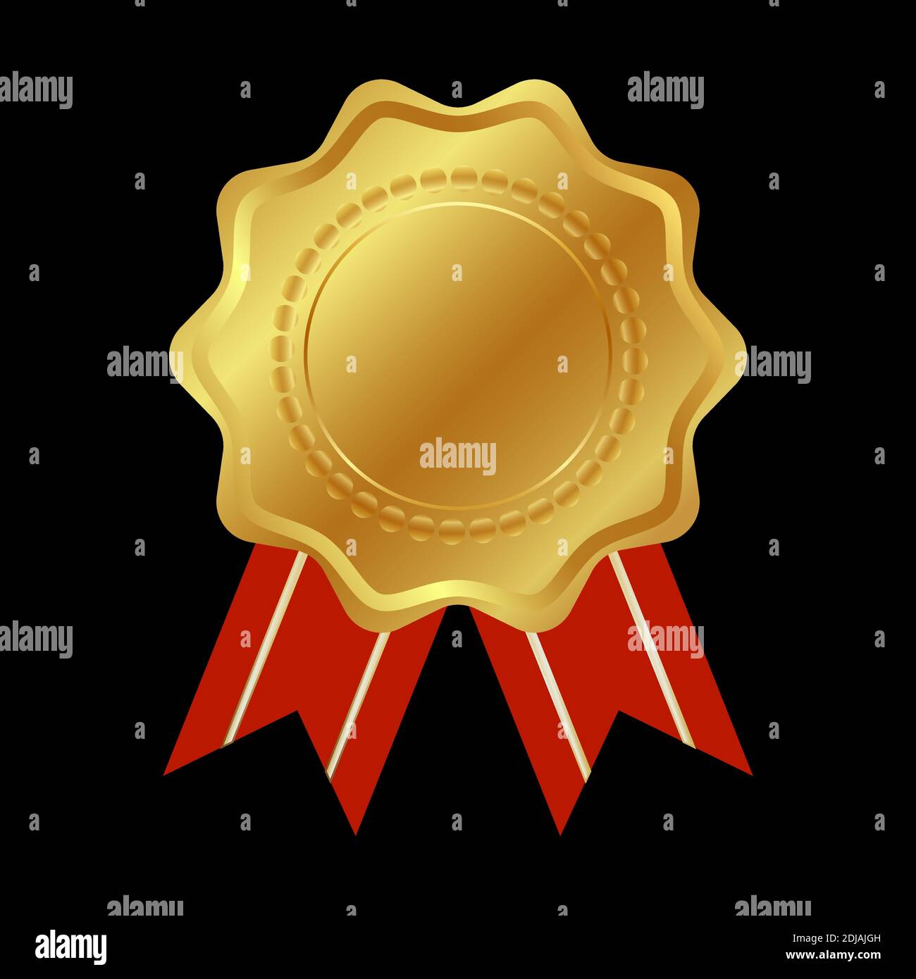 Golden stamp with ribbons isolated on white background. Luxury seal ...