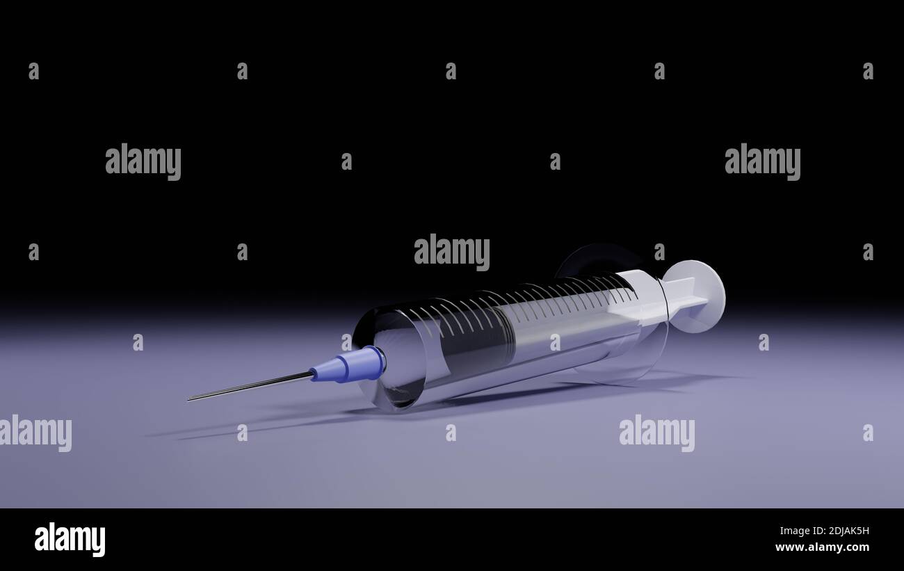 Realistic medical disposable syringe with needle with copy space ...