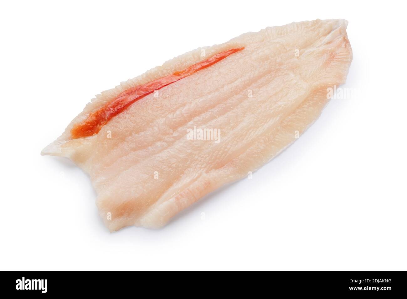 Studio shot go a fillet of Dover Sole cut out against a white ...