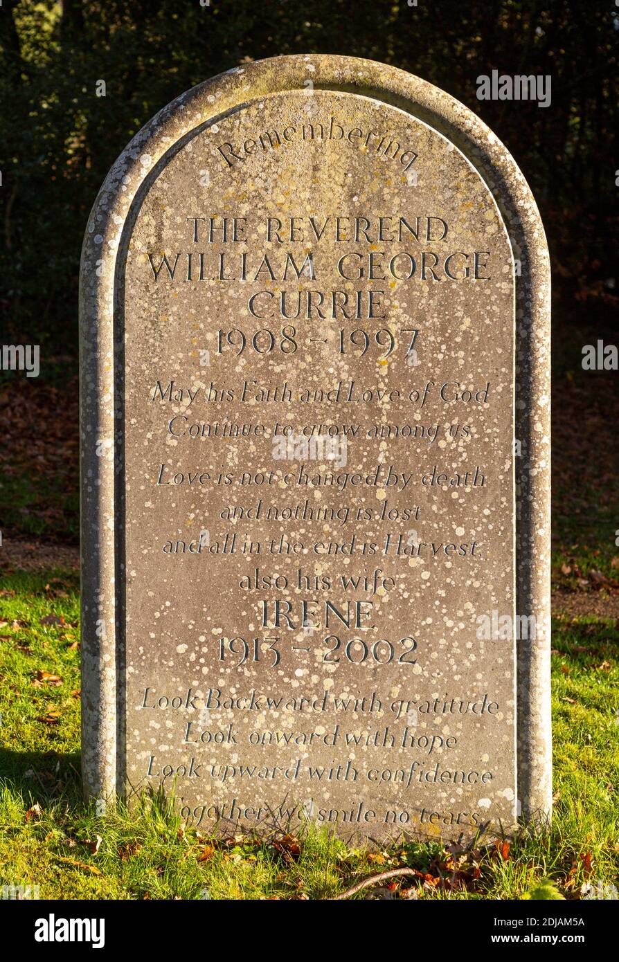 Headstone RevWilliam George Currie 1908-1997 and wife, church Saint ...