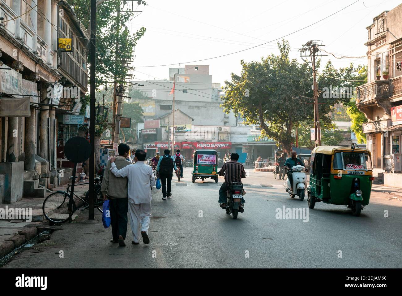 Jamnagar, Gujarat, India - December 2018: Pedestrians walking in the ...