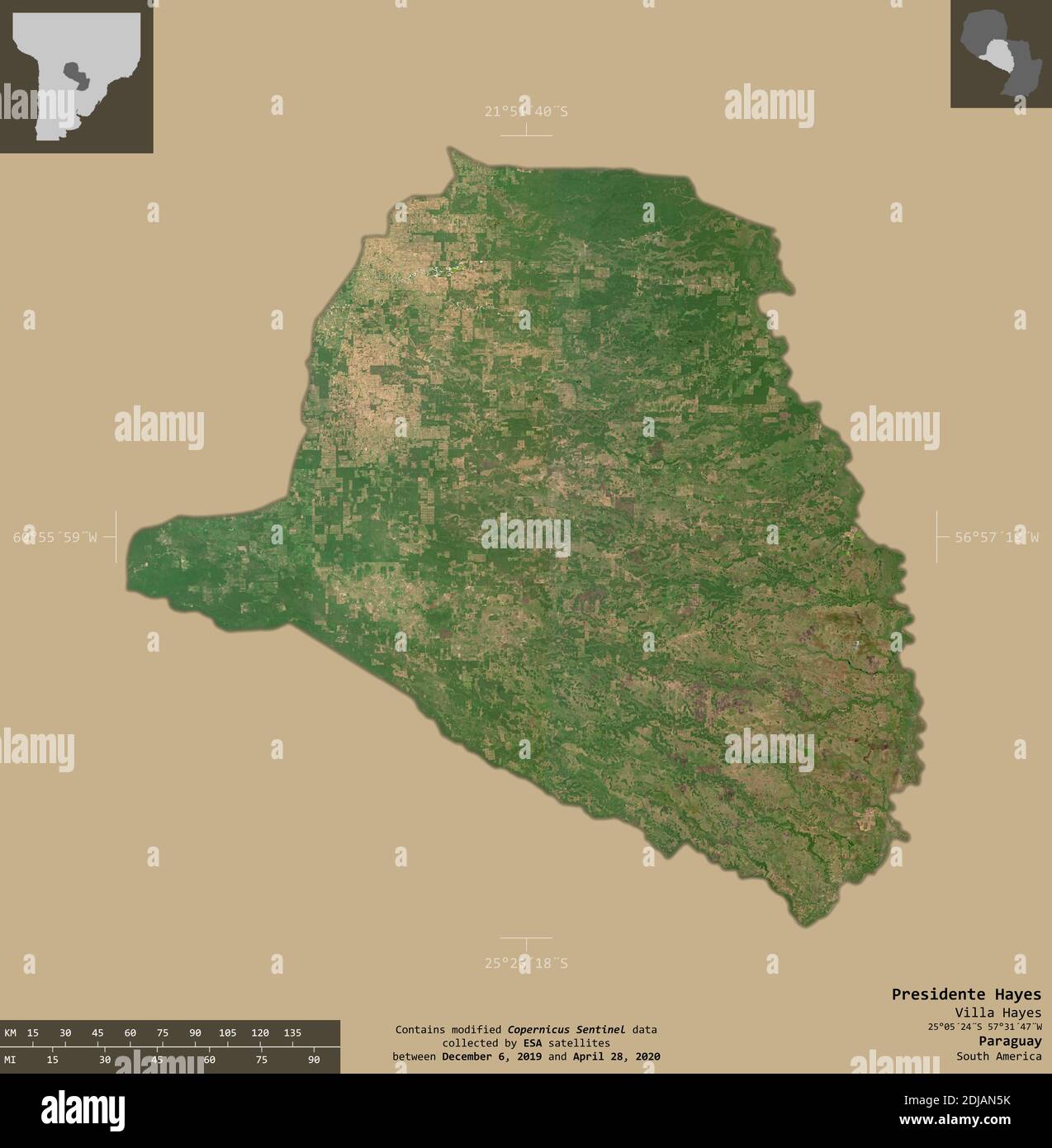 Presidente Hayes, department of Paraguay. Sentinel-2 satellite imagery ...