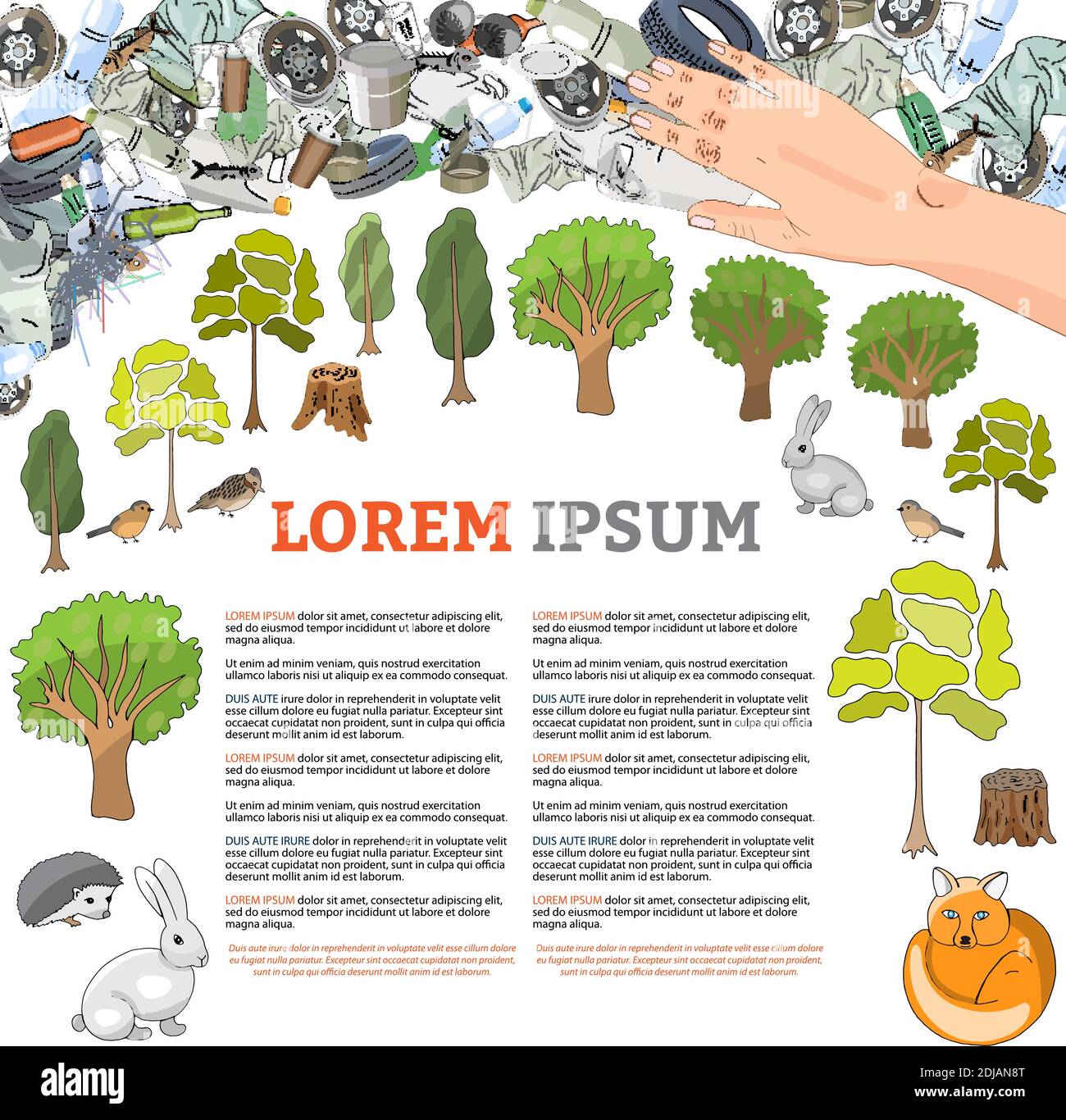 Pollution of the environment. Garbage and waste in forests, in wildlife ...