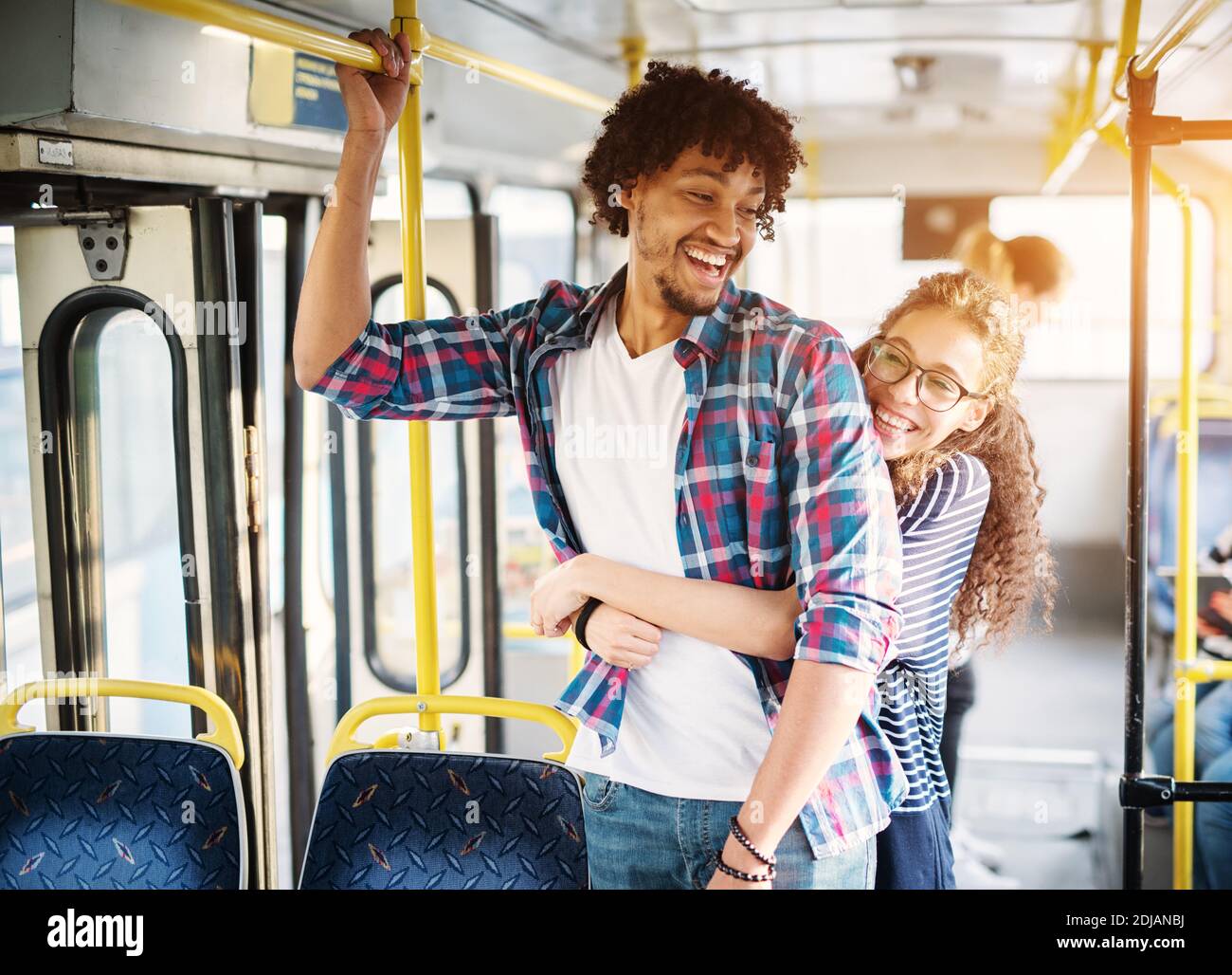 Couple smile bus hi-res stock photography and images - Alamy