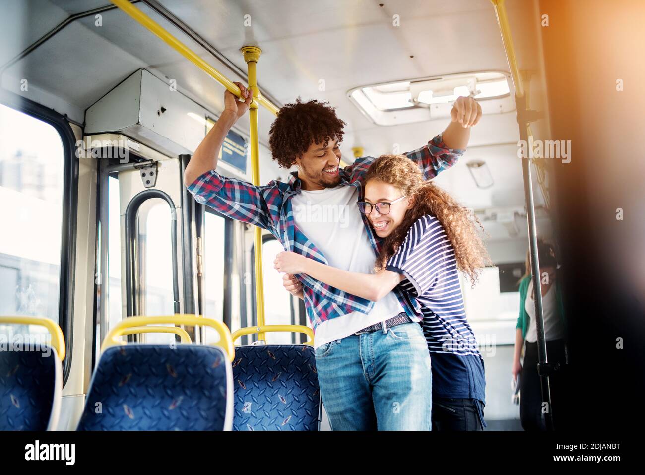 Couple smile bus hi-res stock photography and images - Alamy