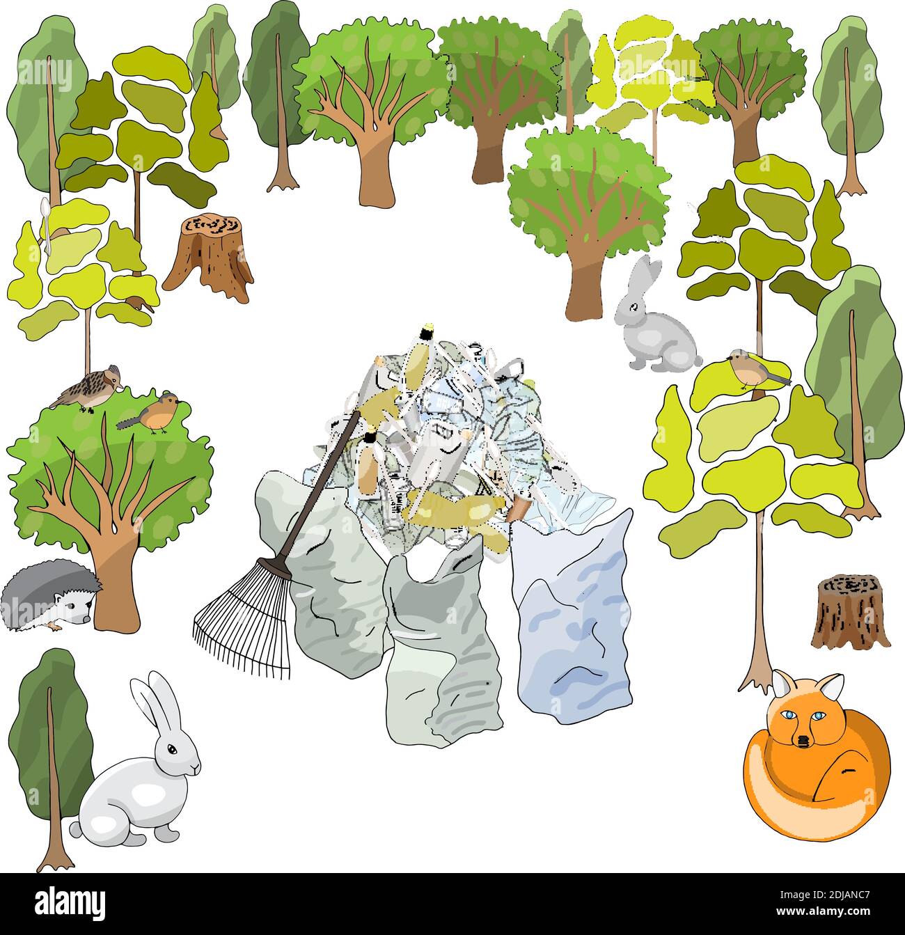 Pollution of the environment. Garbage and waste in forests, in wildlife ...