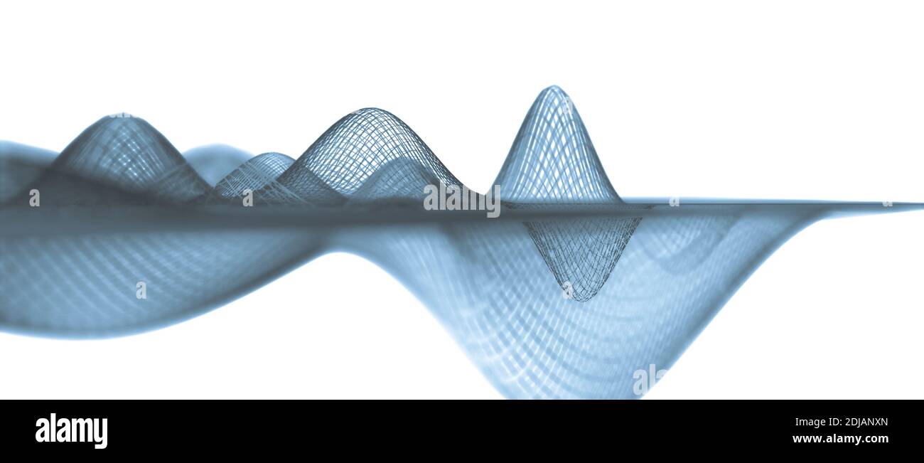 Abstract blue wave wireframe grid structure, sound waves, soundwaves ...