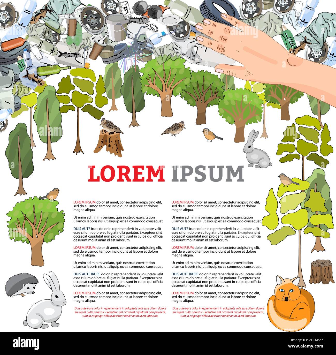 Pollution of the environment. Garbage and waste in forests, in wildlife ...