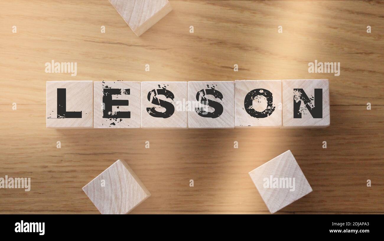 Lessons Word Written In Wooden Cubes. Learning education concept Stock ...