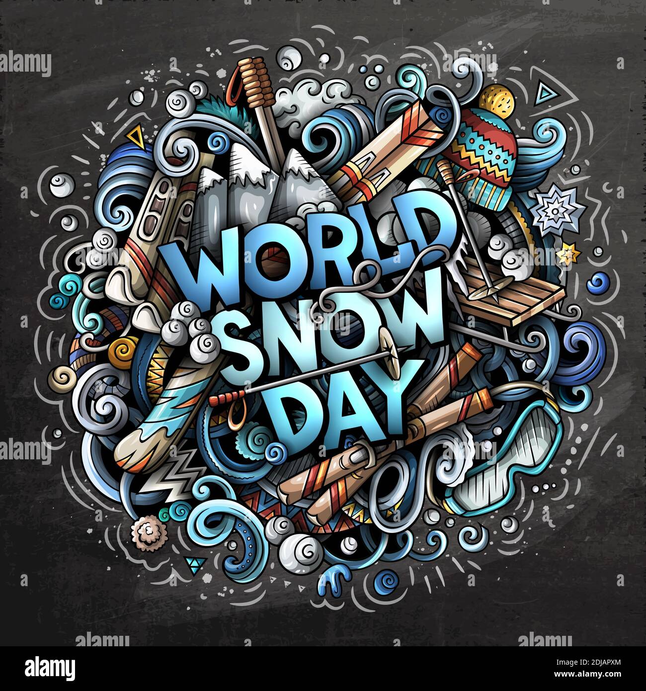 World Snow Day hand drawn cartoon doodles illustration Stock Photo - Alamy