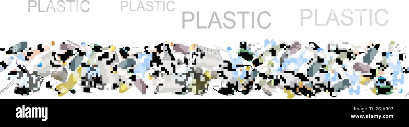 Seamless border with sorted plastic garbage isolated on white ...